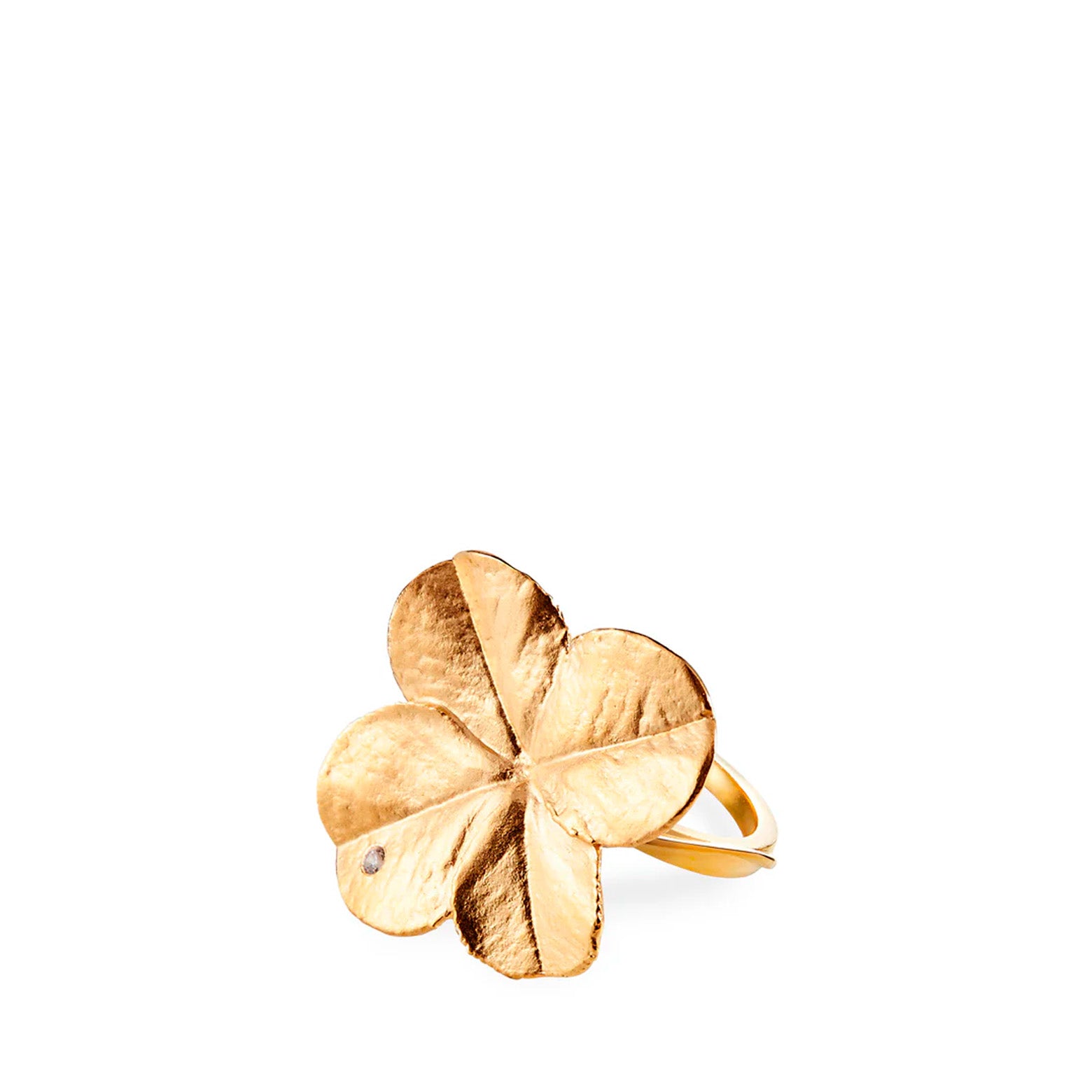 Flora Danica statement finger ring - Four Leaf Clover - gold plated