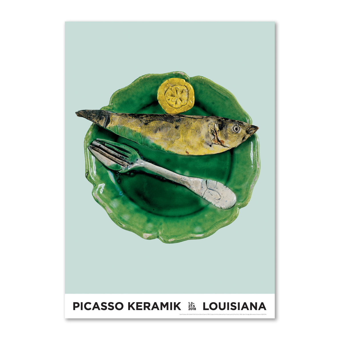 Picasso - Still life with fish, fork and slice of lemon - Louisiana Poster