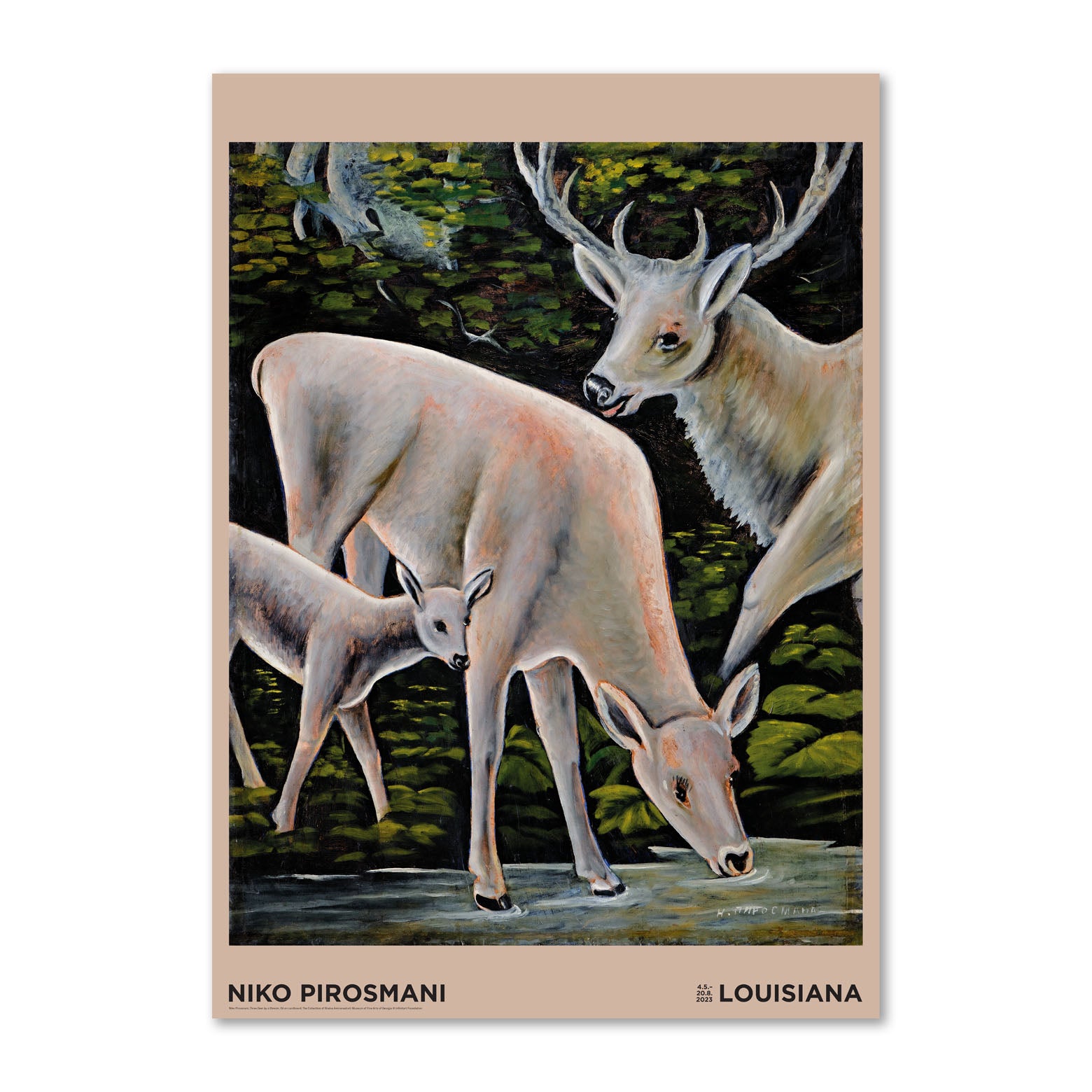 Louisiana Poster - Niko Pirosmani - Three Deer by a Stream - Louisiana ...
